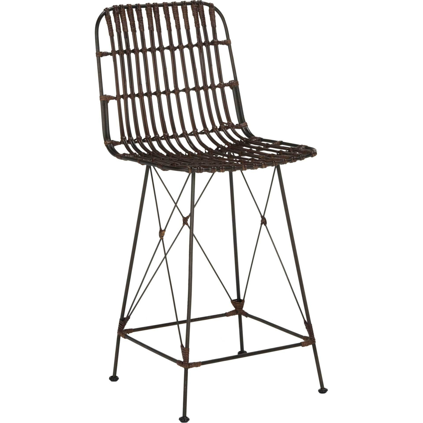 Millie Wicker Bar Stool Croco Brown (Set of 2) - Froy.com