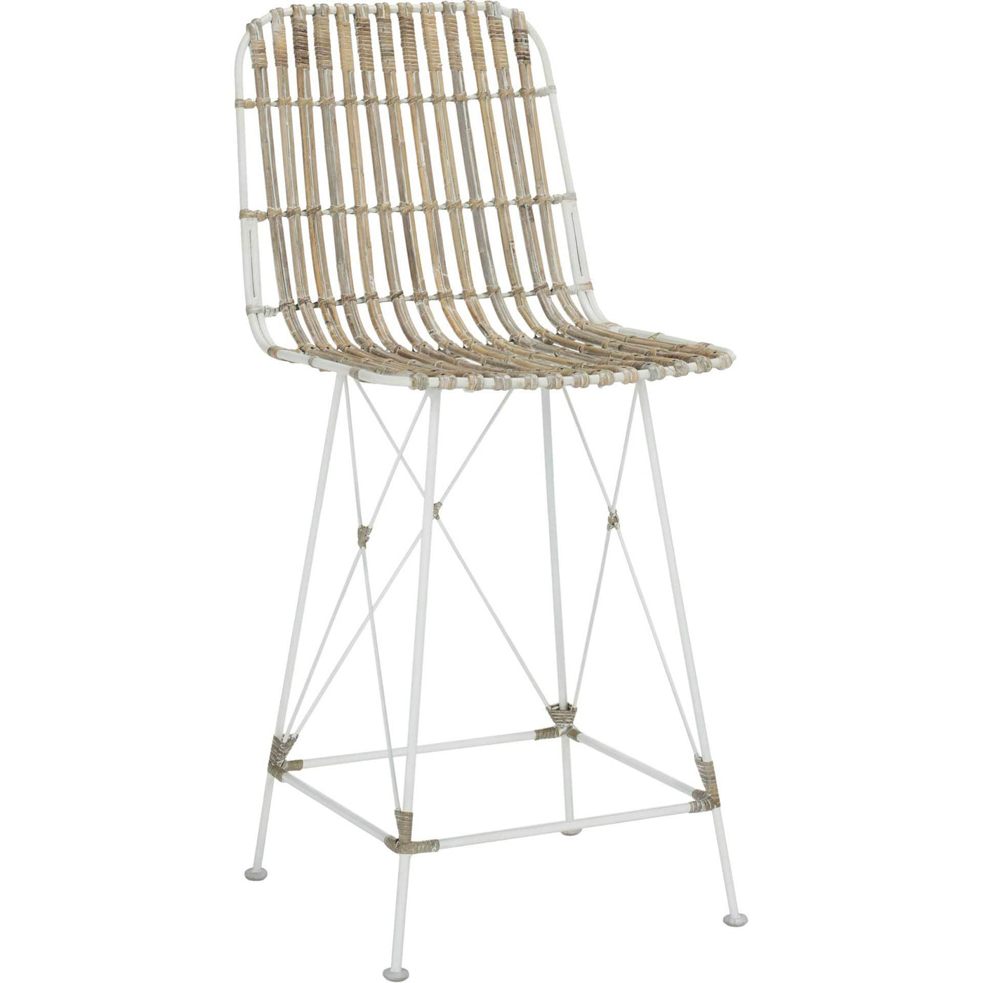 Millie Wicker Bar Stool White Wash (Set of 2) - Froy.com
