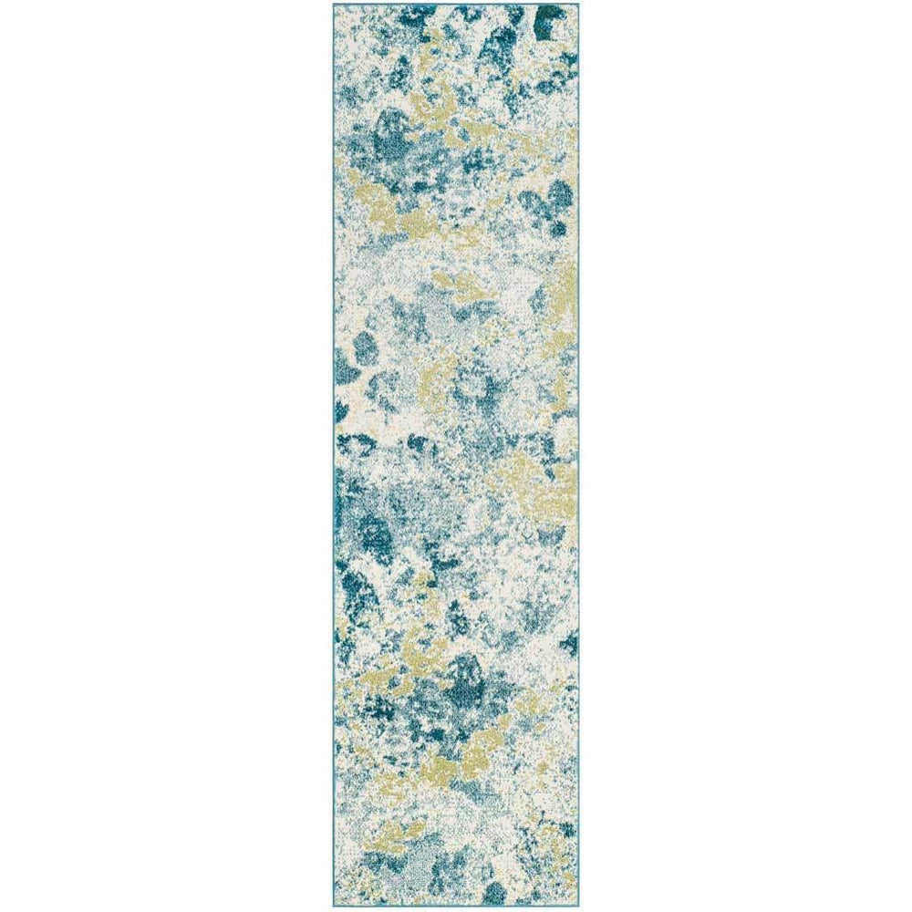 Watercolor Ivory/Light Blue Runner Rug - Froy.com