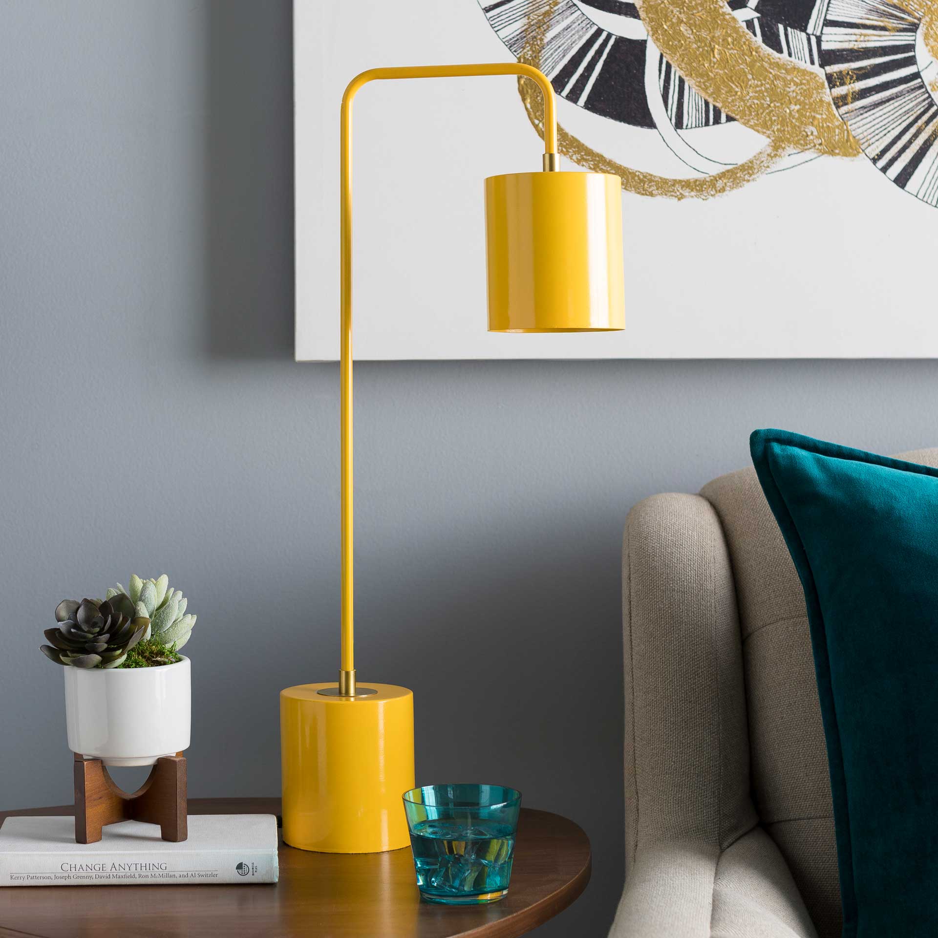 Bobby Table Lamp Bright Yellow/Yellow/Brass - Froy.com
