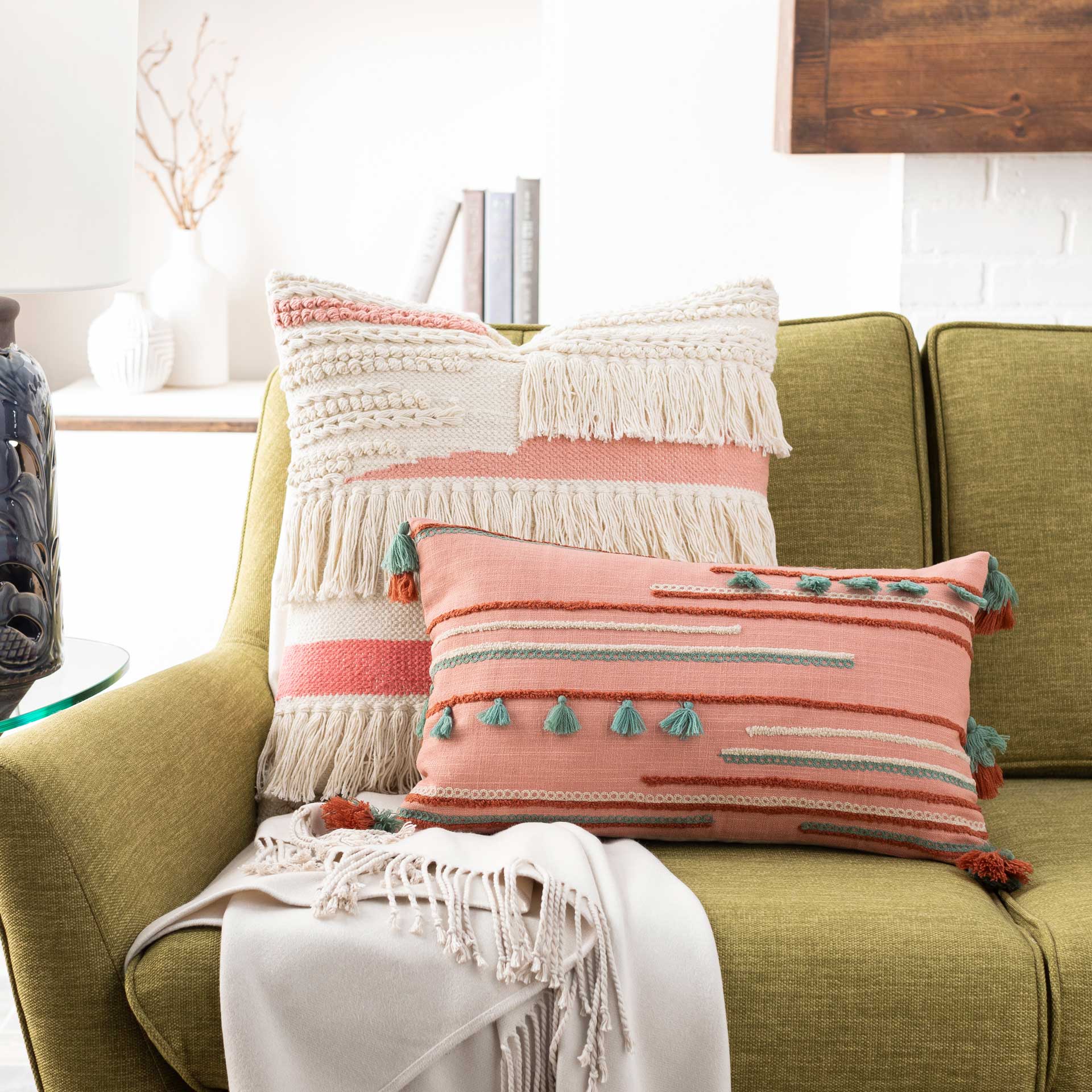 Bryson Pillow Light Gray/Rose/Clay - Froy.com