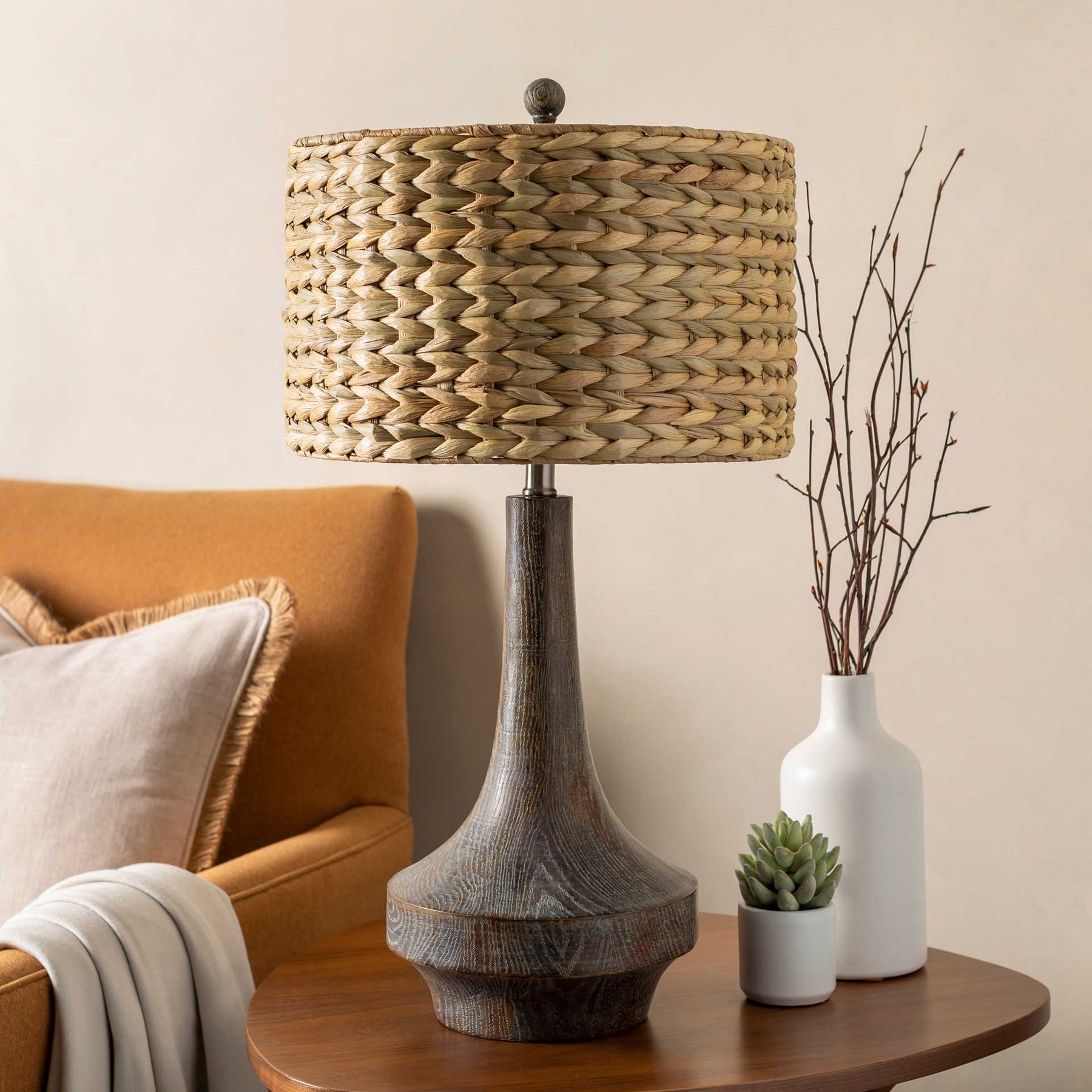 Callum Table Lamp Camel/Slate Gray/Natural - Froy.com