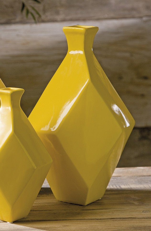 Cowley Medium Yellow Ceramic Vase - Froy.com