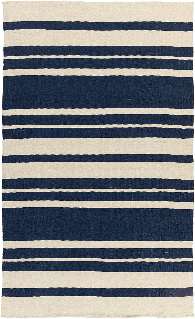 Picnic Striped Navy/Ivory Area Rug - Froy.com
