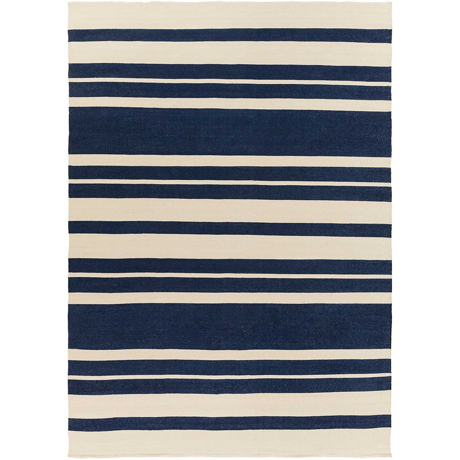 Picnic Striped Navy/Ivory Area Rug - Froy.com