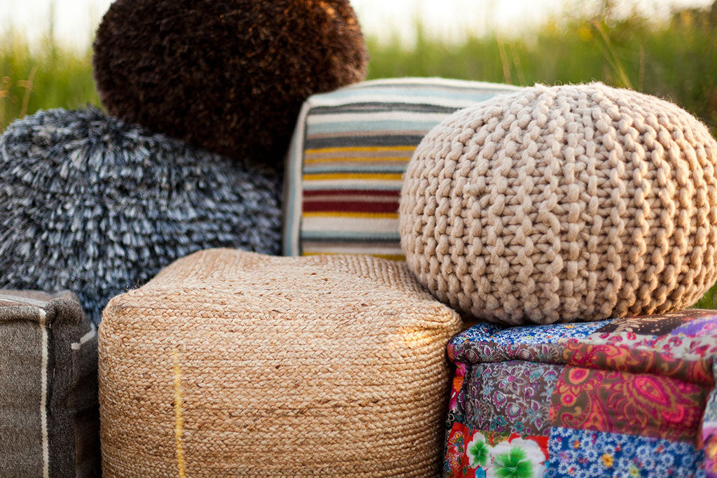 Standard Solid Neutral Cube Pouf - Froy.com