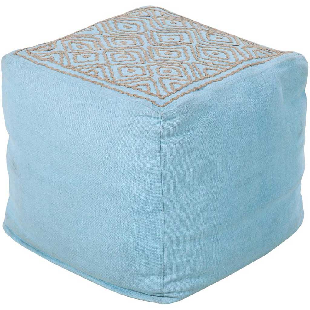 Standard Aqua/Taupe Cube Pouf - Froy.com