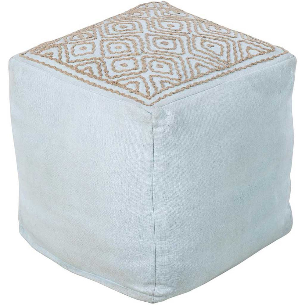 Standard Mint/Taupe Cube Pouf - Froy.com