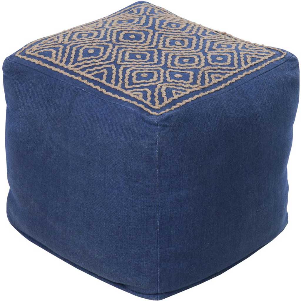 Standard Navy/Taupe Cube Pouf - Froy.com