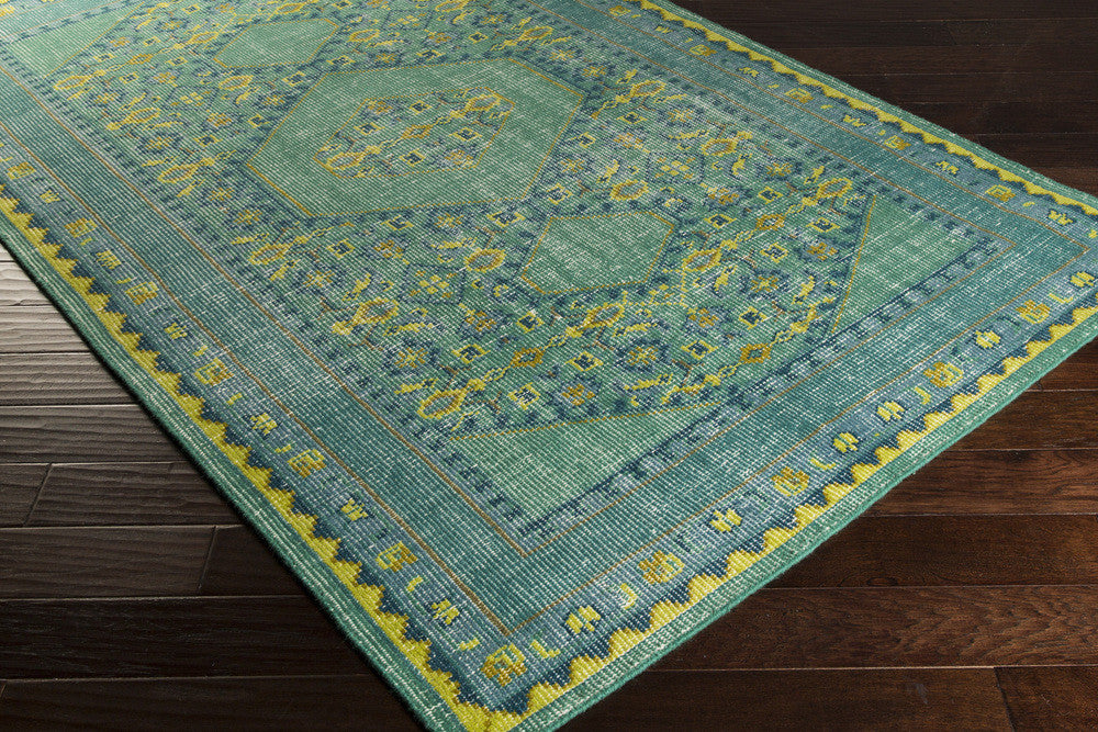 Zahra Teal/Lime/Gold Area Rug - Froy.com